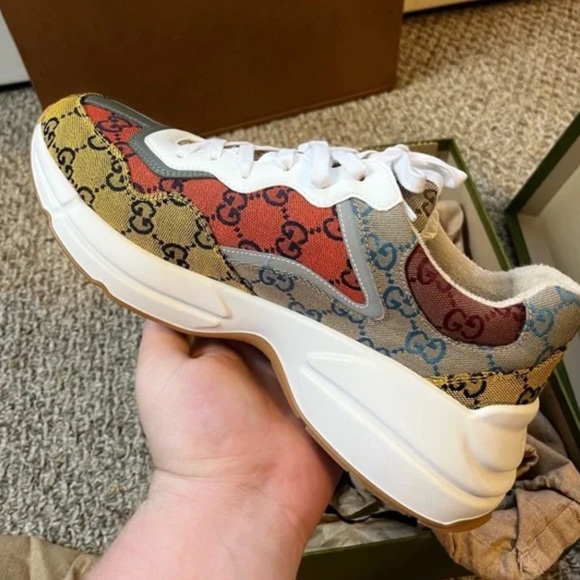 Gucci | Shoes | Gucci Mens Multicolor Rhyton Gg Canvas Sneakers | Poshmark